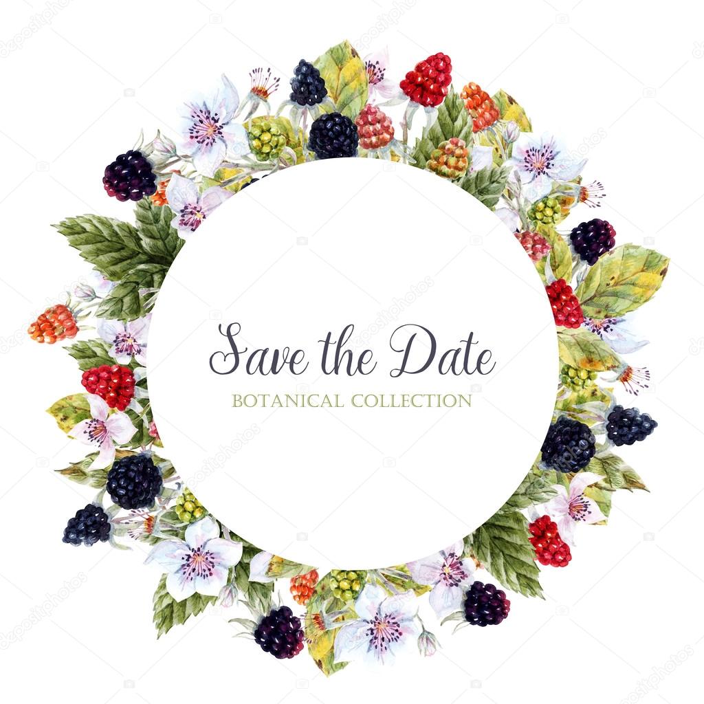 Watercolor round berry frame ⬇ Stock Photo, Image by © ZeninaAsya ...