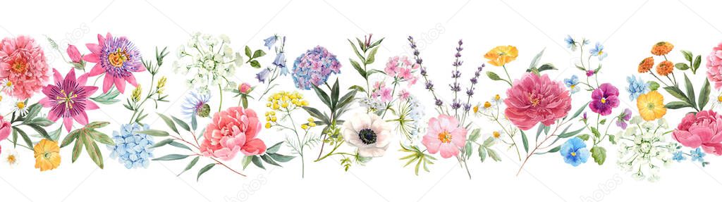 Horizontal seamless flowers Stock Photos, Royalty Free Horizontal ...