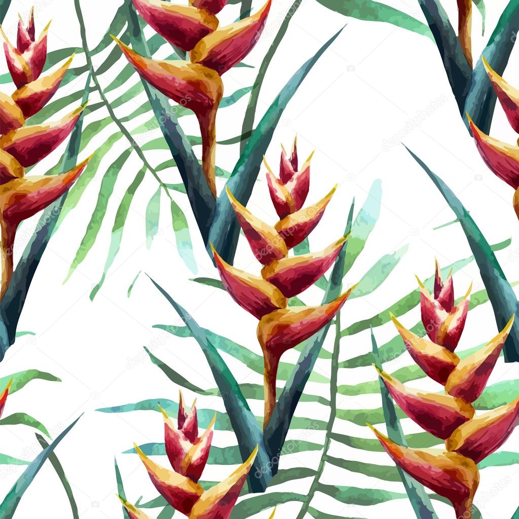 Watercolor Tropical Pattern — Stock Vector © Zeninaasya 63185877