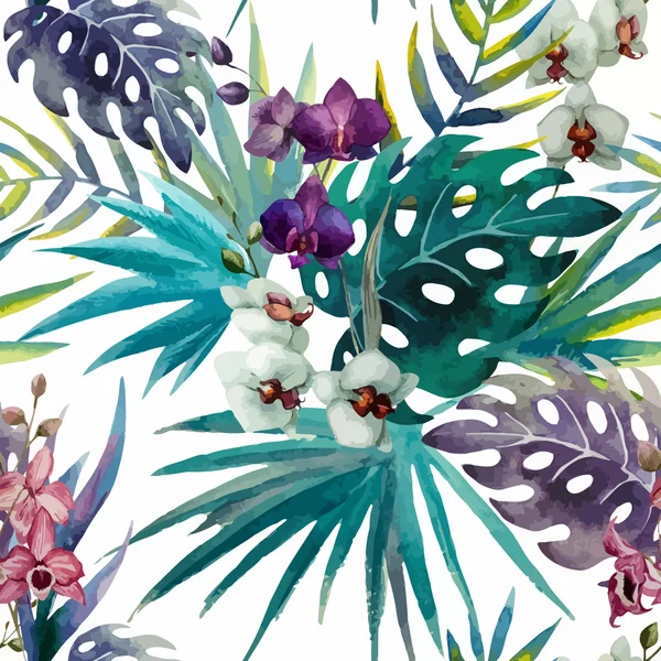 Watercolor Tropical Pattern Stock Vector Image By ©zeninaasya 63191699