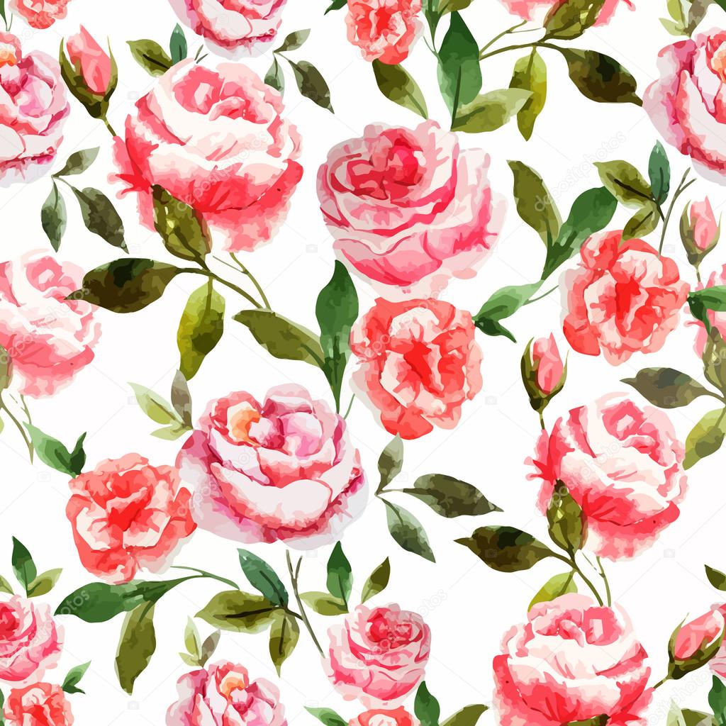 Watercolor roses pattern Stock Vector by ©ZeninaAsya 63190861
