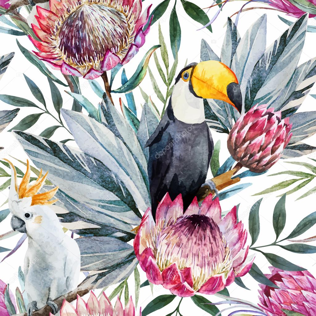 Vector Tropical Protea Pattern — Stock Vector © Zeninaasya 87216218
