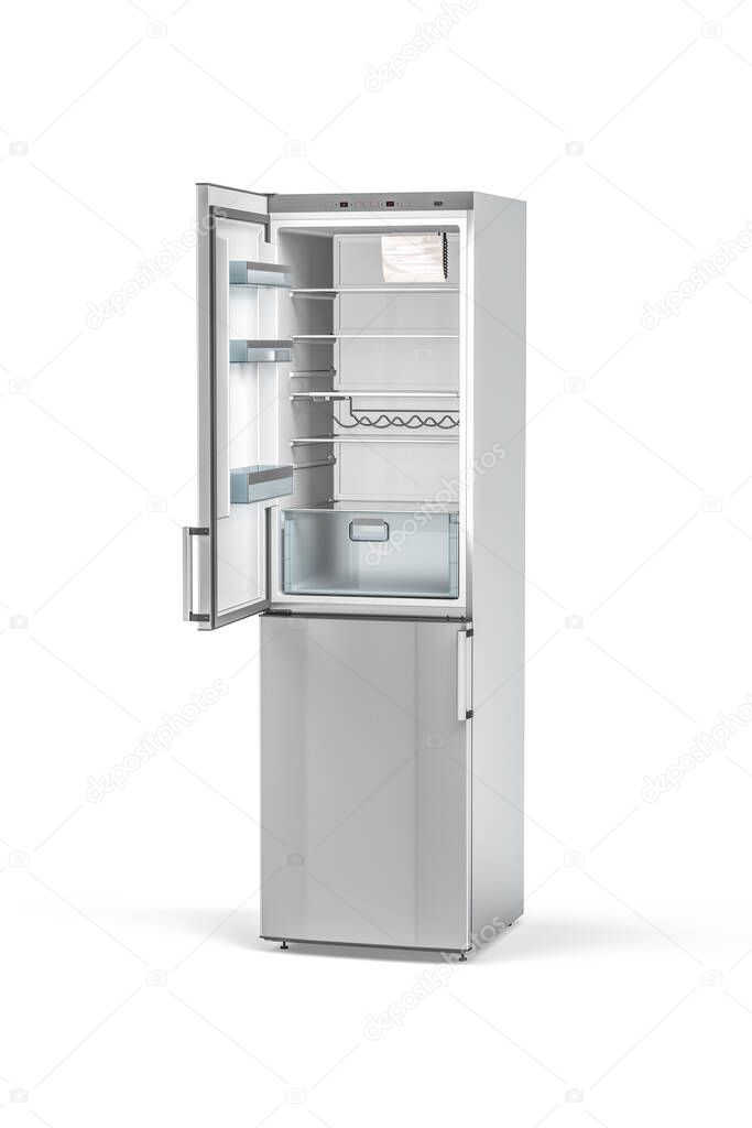 Nevera Lujo Plateada Aislada Sobre Fondo Blanco Render Vista Frontal ...