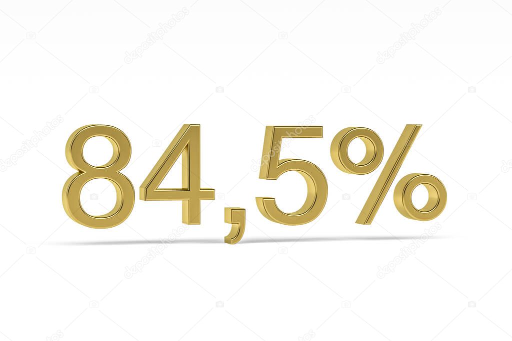 N mero de oro ochenta y cuatro puntos cinco con signo porcentual - 84,5% aislado en blanco - 3D ...