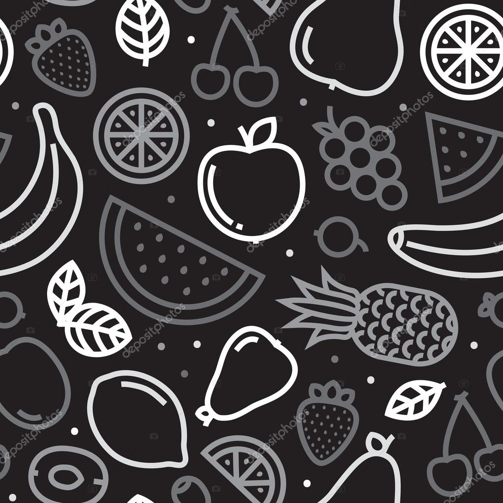 Greyscale Fruits Seamless Vector Pattern Stock Vector Image By ©dmitriylo 109431562