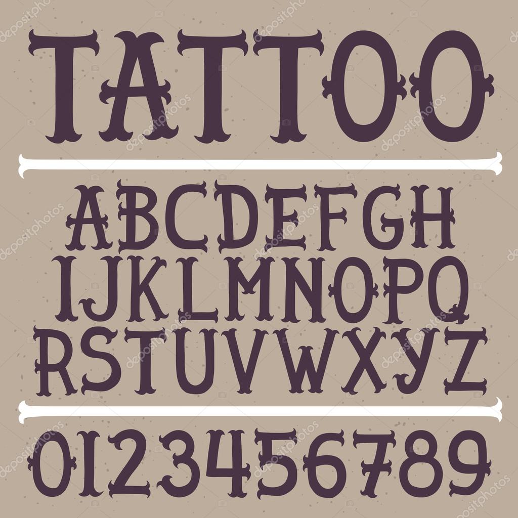 Old school hand drawn tattoo vector font — Stock Vector © dmitriylo ...