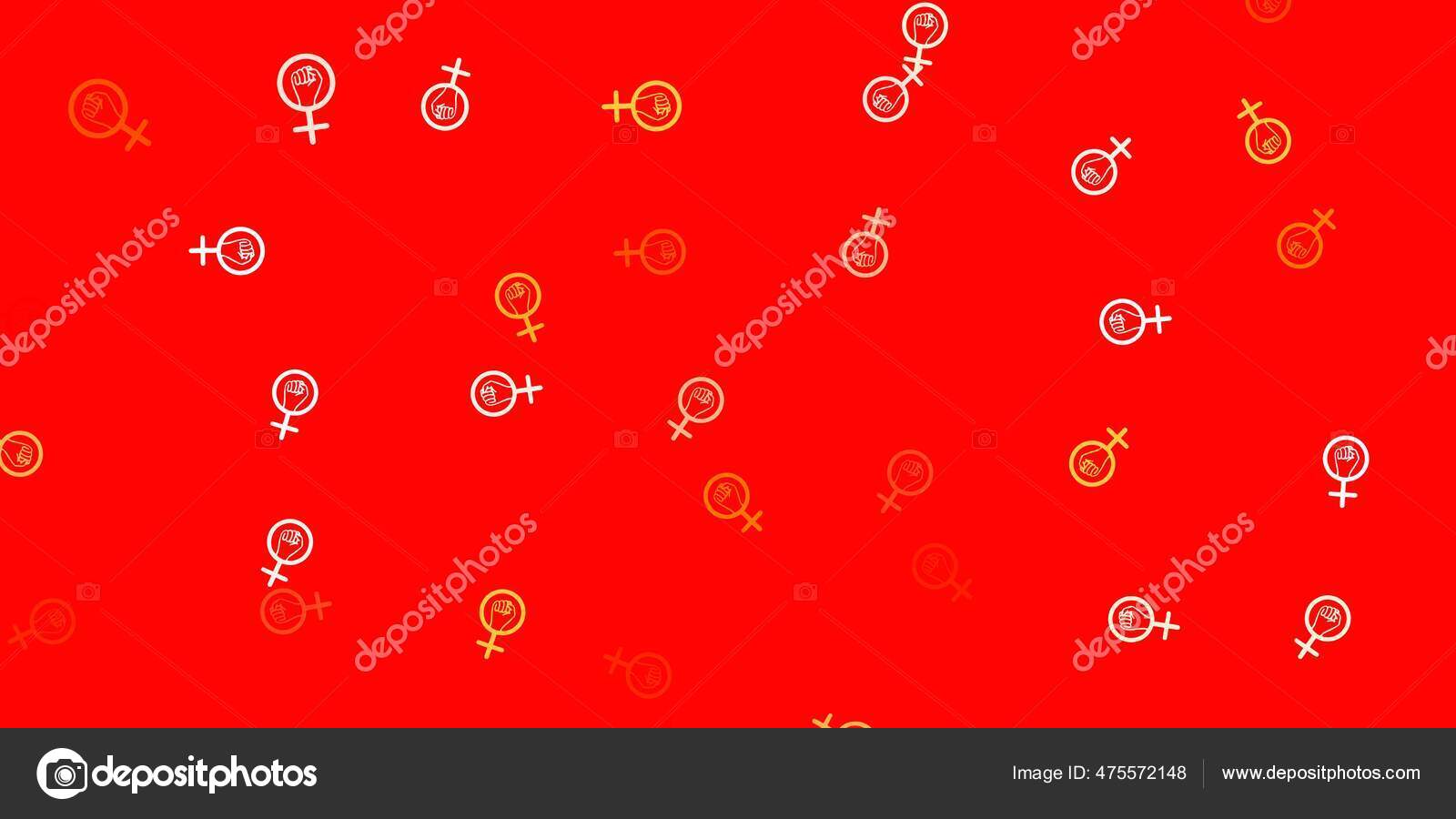 Light Red Yellow Vector Backdrop Woman's Power Symbols Illustration ...