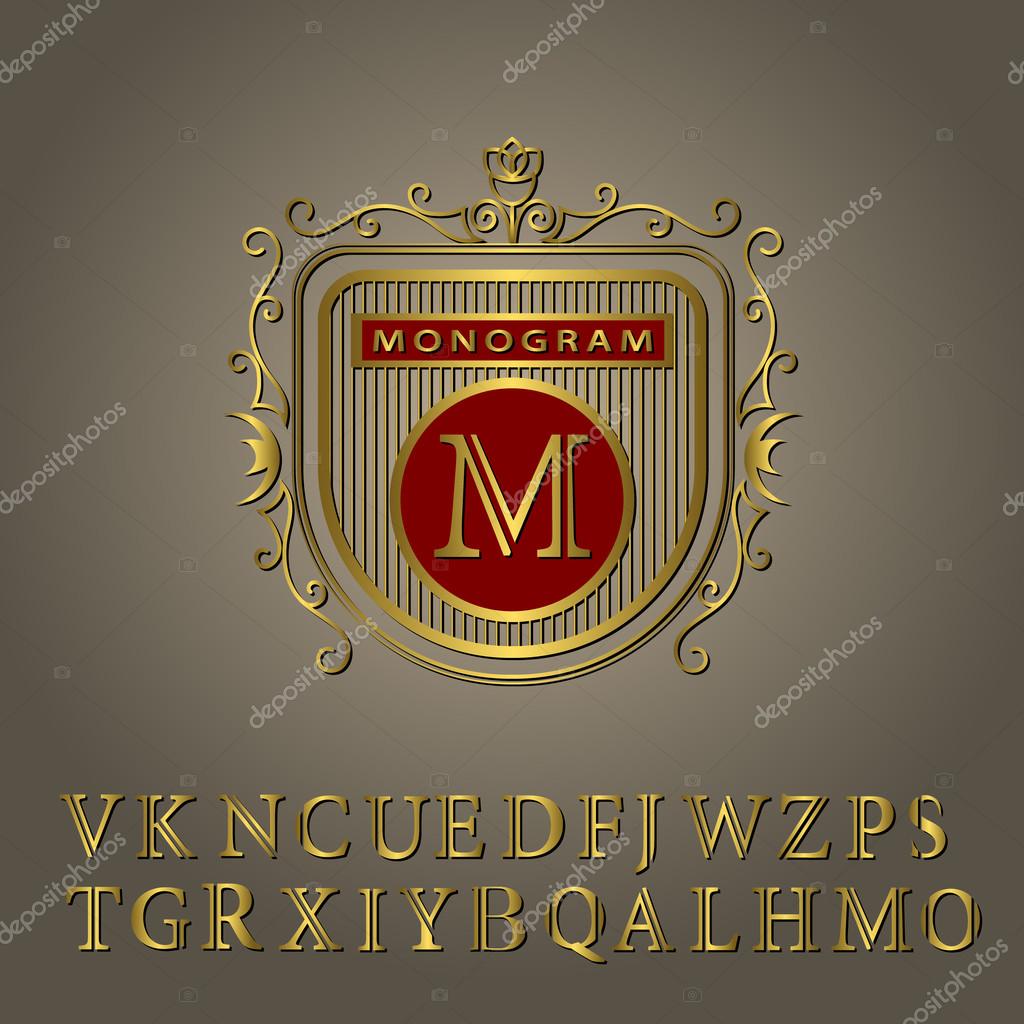 Monogram design elements, English letters. Calligraphic elegant line ...