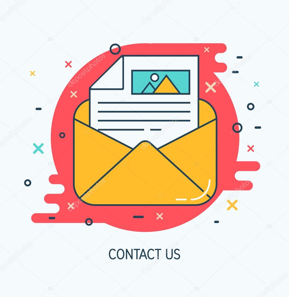 Abstract vector contact us icon. Flat thin line sign web design ...