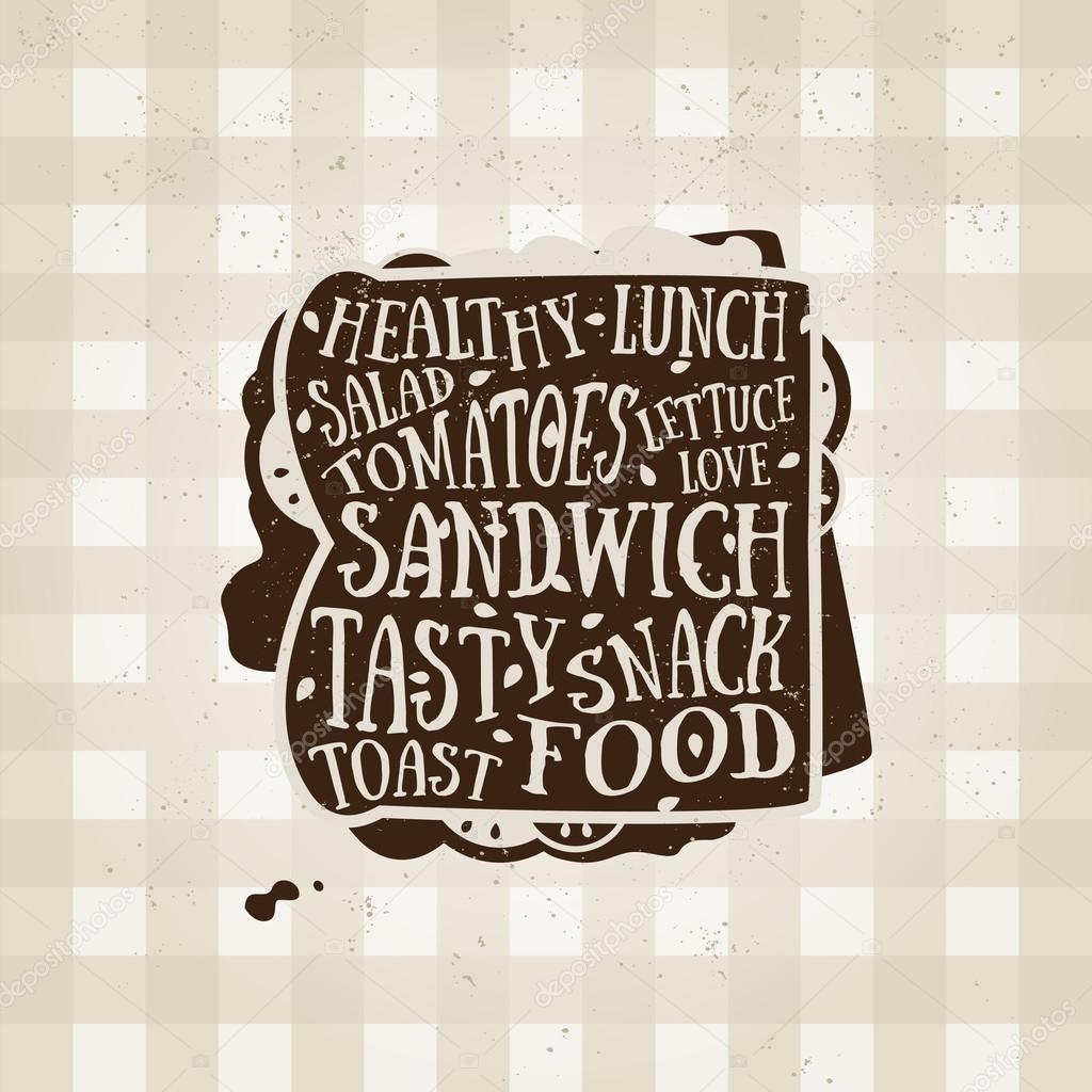 Vector typography poster with sandwich icon. Quote for card. Creative ...