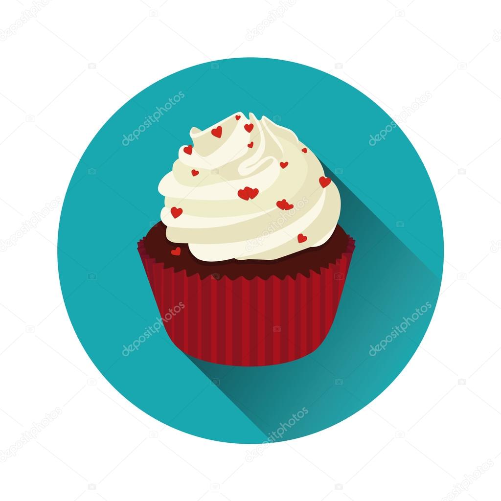 Vector red velvet cupcake decorated with hearts. Stock Vector Image by ...