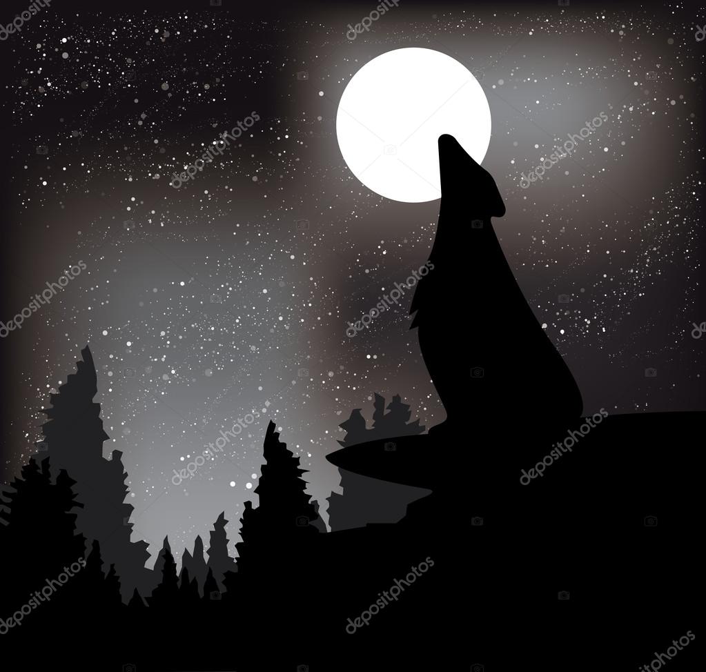 Wolf Howling At Night Drawing