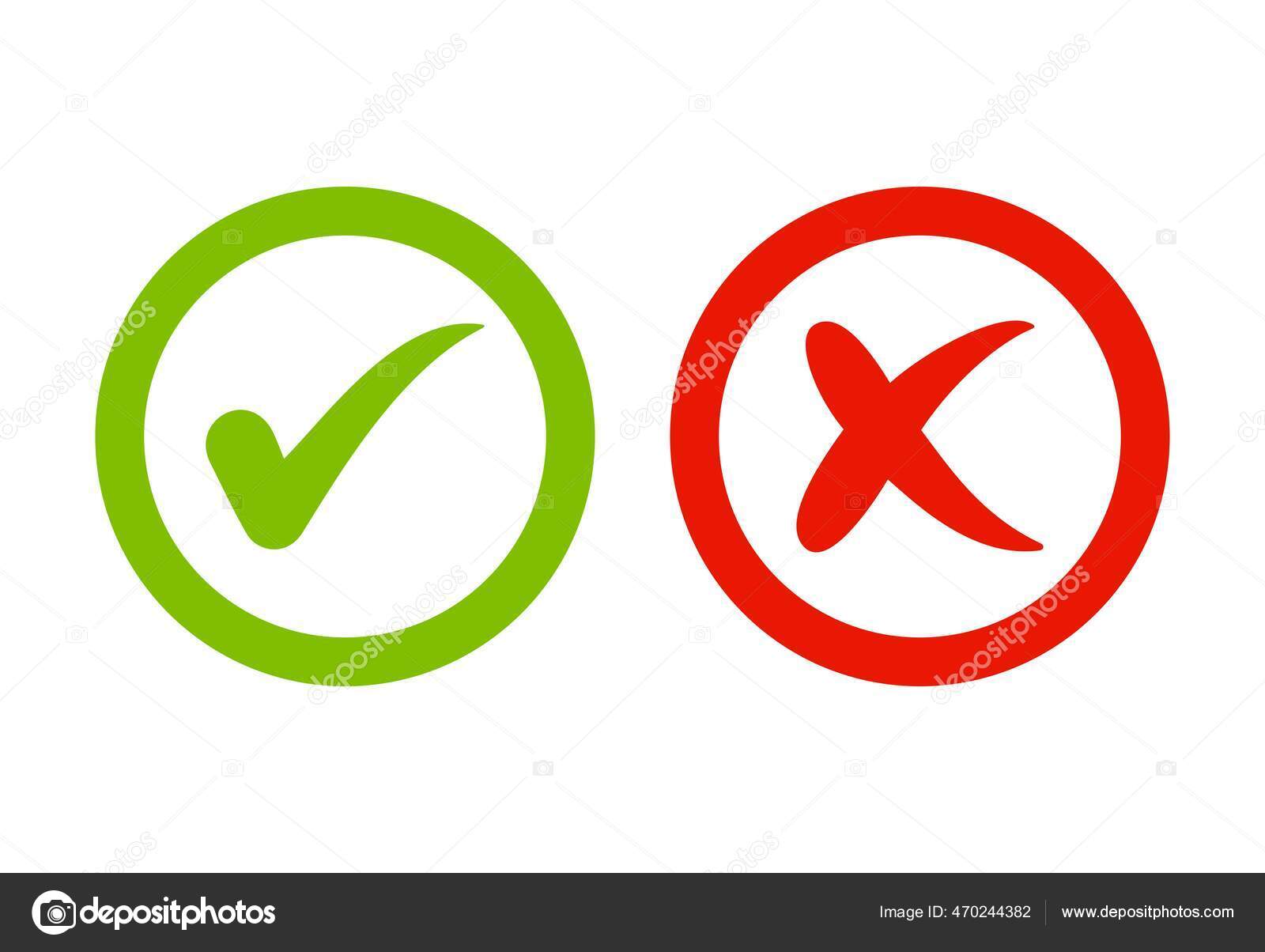 Segno Spunta Segno Spunta Rosso Pulsante Voto Cerchio Croce Verde ...