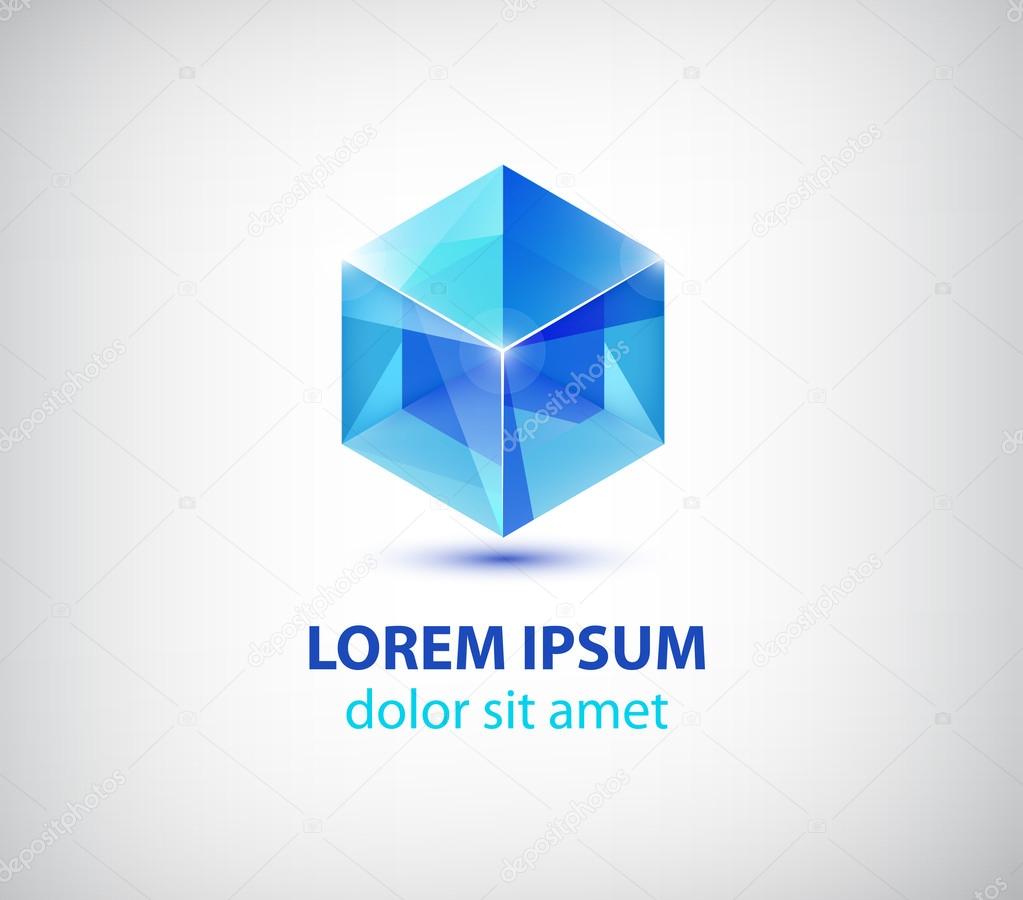 Blue crystal cube icon — Stock Vector © Marylia #59426101