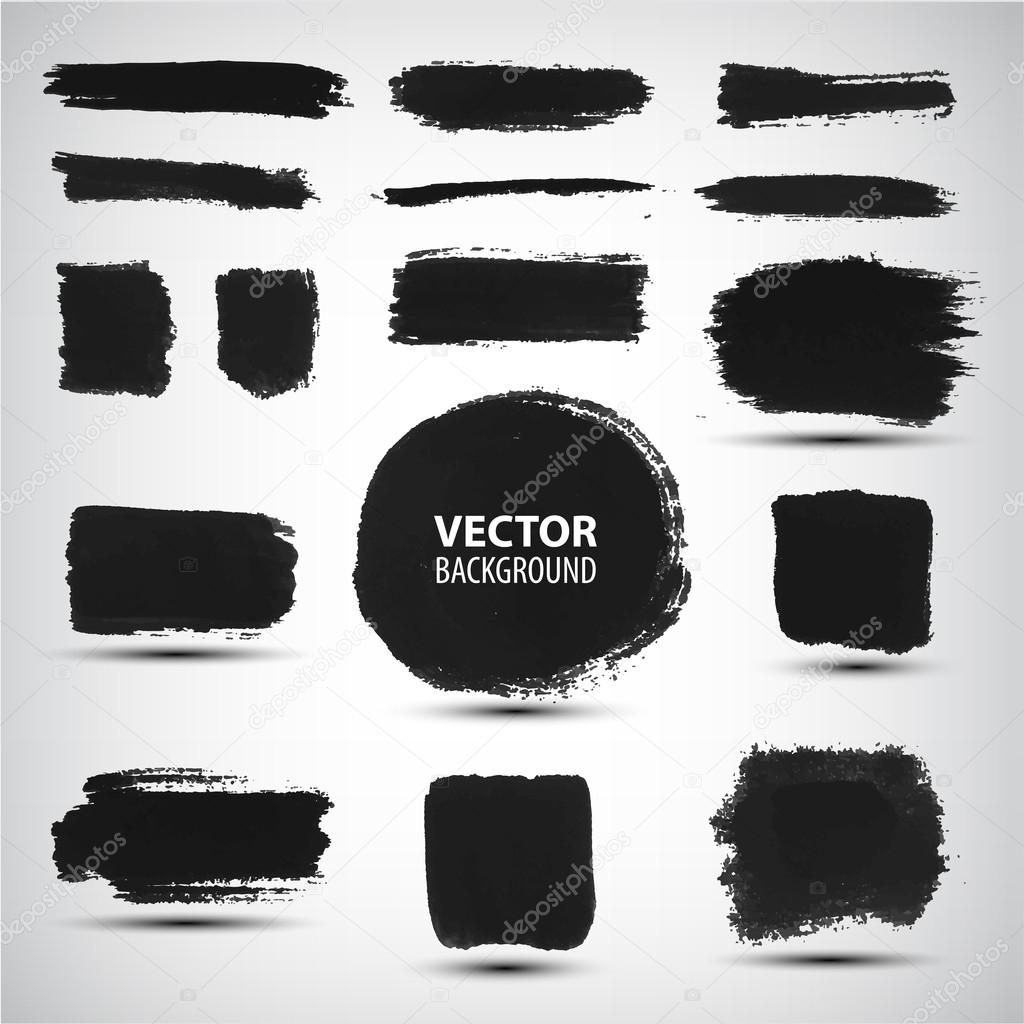 Vector set of ink brush strokes — Stock Vector © Marylia #71700091