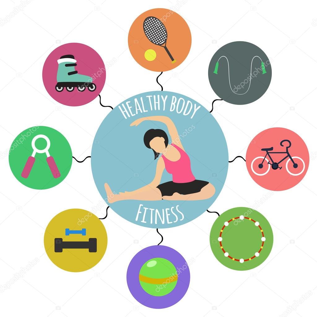 Set about healthy sport life — Stock Vector © julymilks #74748289