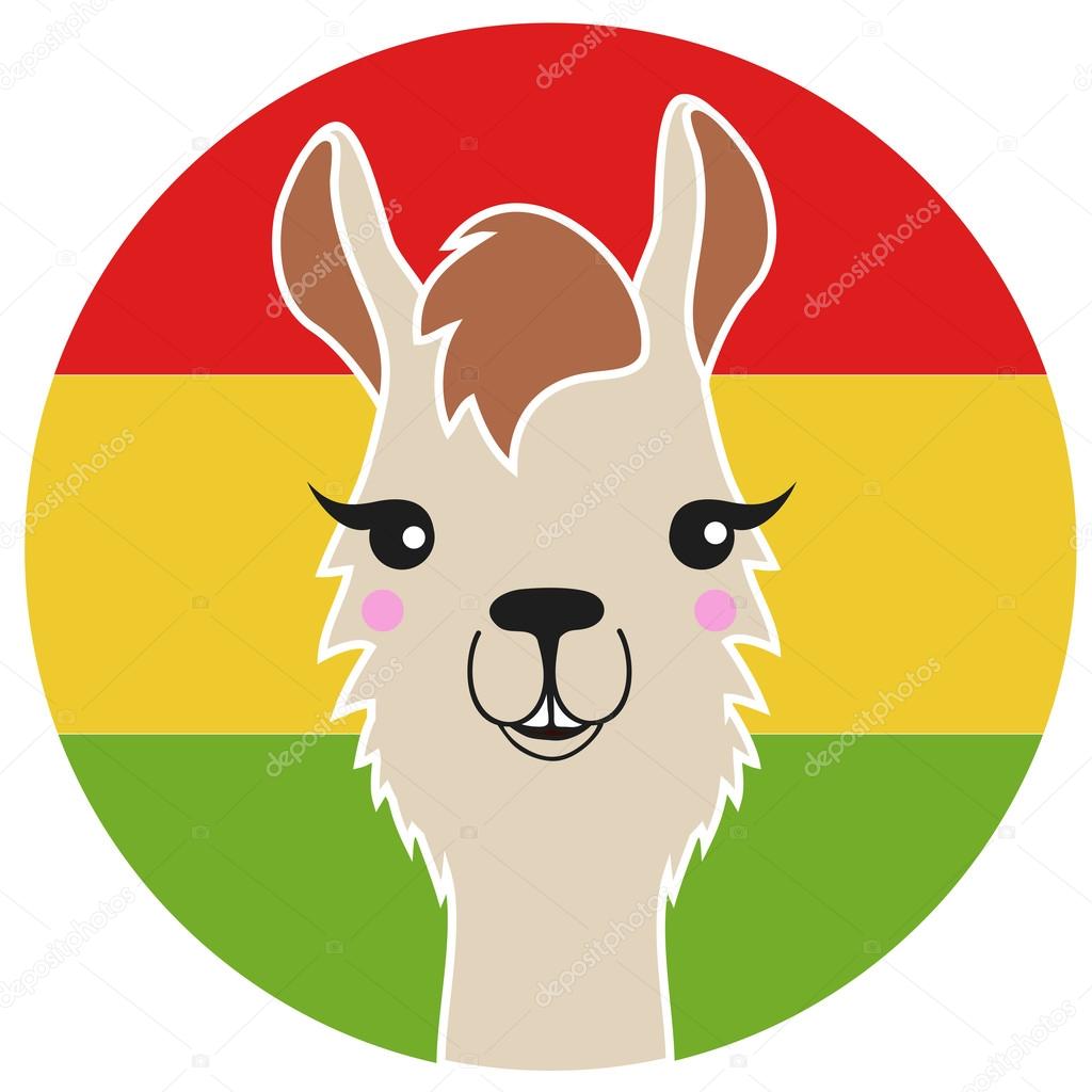 Divertido vector lama con bandera de Bolivia Vector de stock #74754075 ...