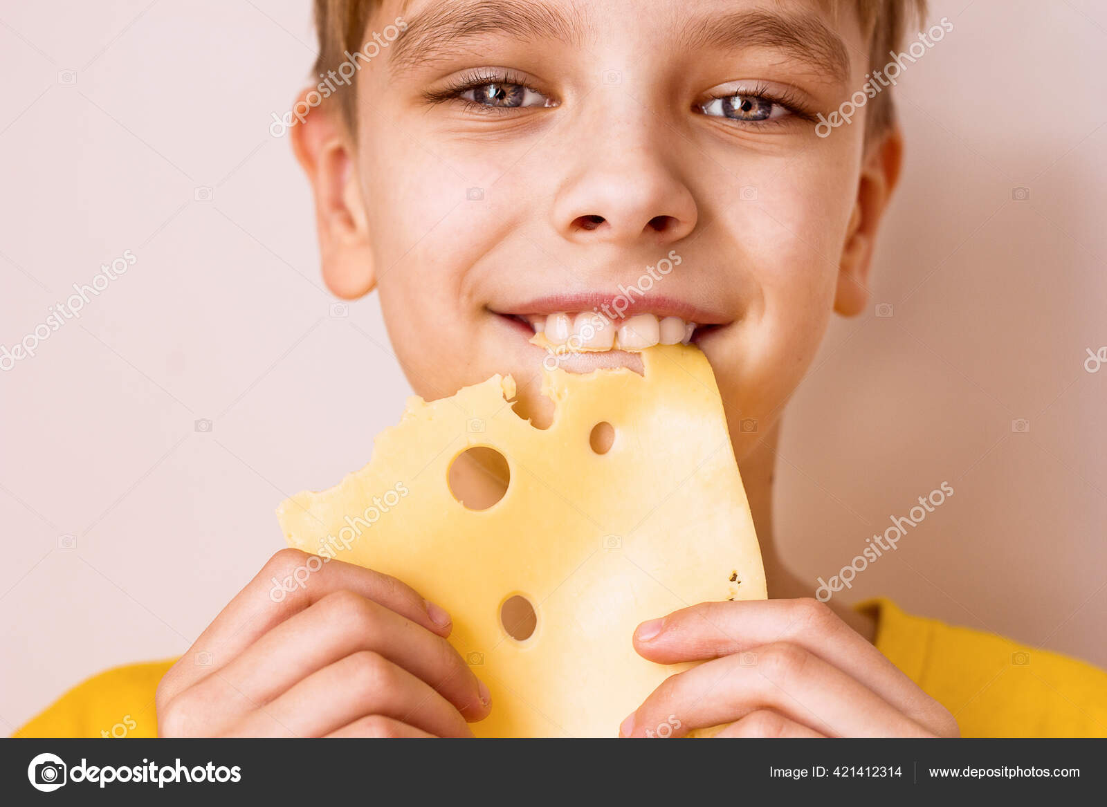 Boy Biting Piece Cheese Portrait Close Stock Photo by ©VALENTINA_FOTO1 ...