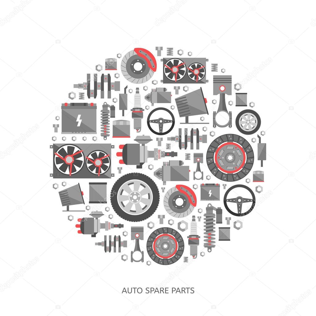 Set of auto spare parts — Stock Vector © OlhaKostiuk #73351037