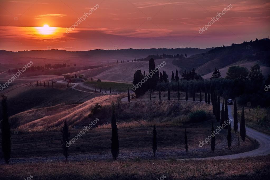 Tuscany Sunset Landscape – Stock Editorial Photo © twindesigner #80963828