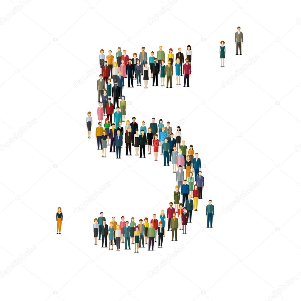 Number 5 made of people. — Stock Vector © VectorStory #114228638
