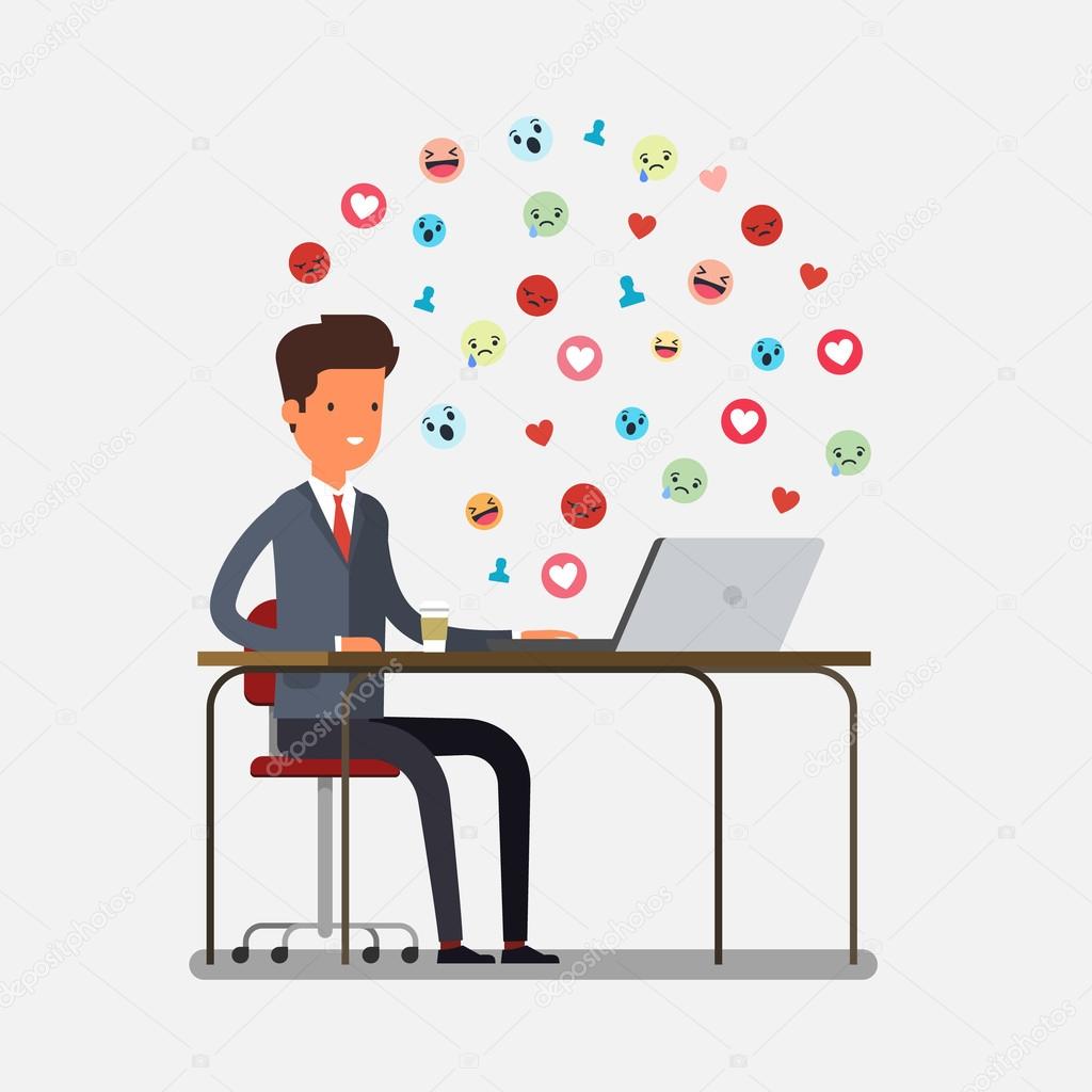 Businessman spends time on the Internet. Stock Vector Image by ...