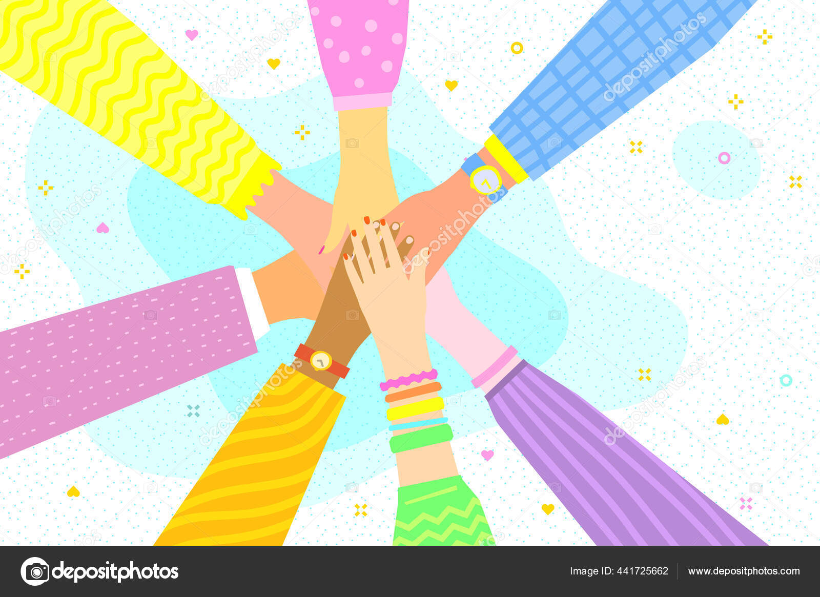 Team Huddle Hands Clipart