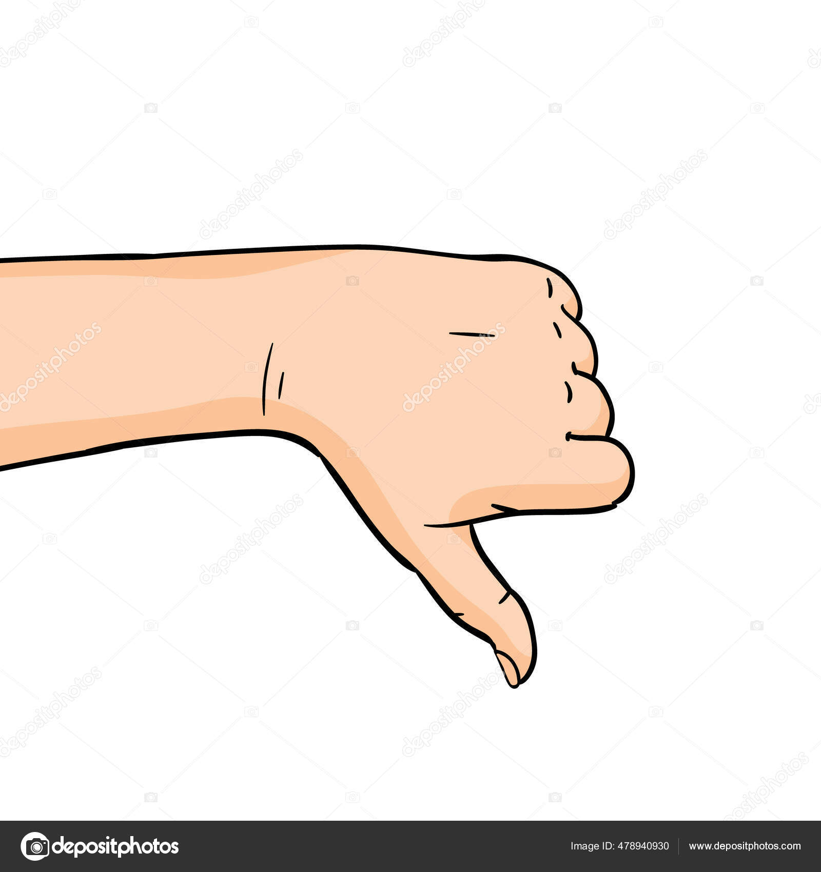 Gesture Dislike Hand Showing Thumb White Background Vector Colorful ...