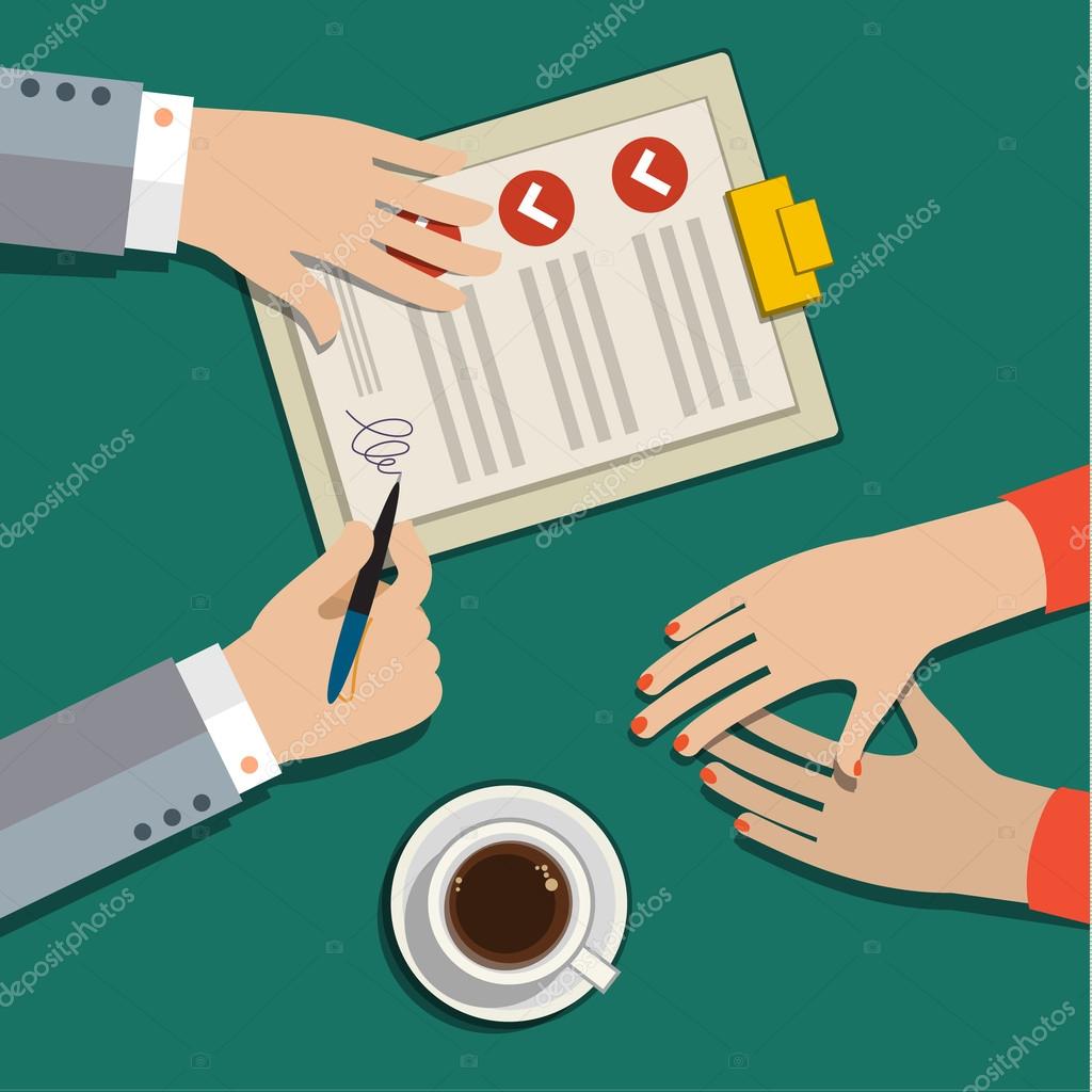 Businessman hands sign business contract — Stock Vector © VectorStory ...