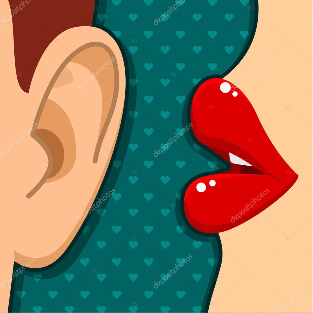 Female lips speaking in the ear — Stock Vector © VectorStory #87347502