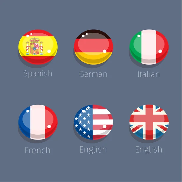Set of flags of different countries of the crystals in the buttons ...