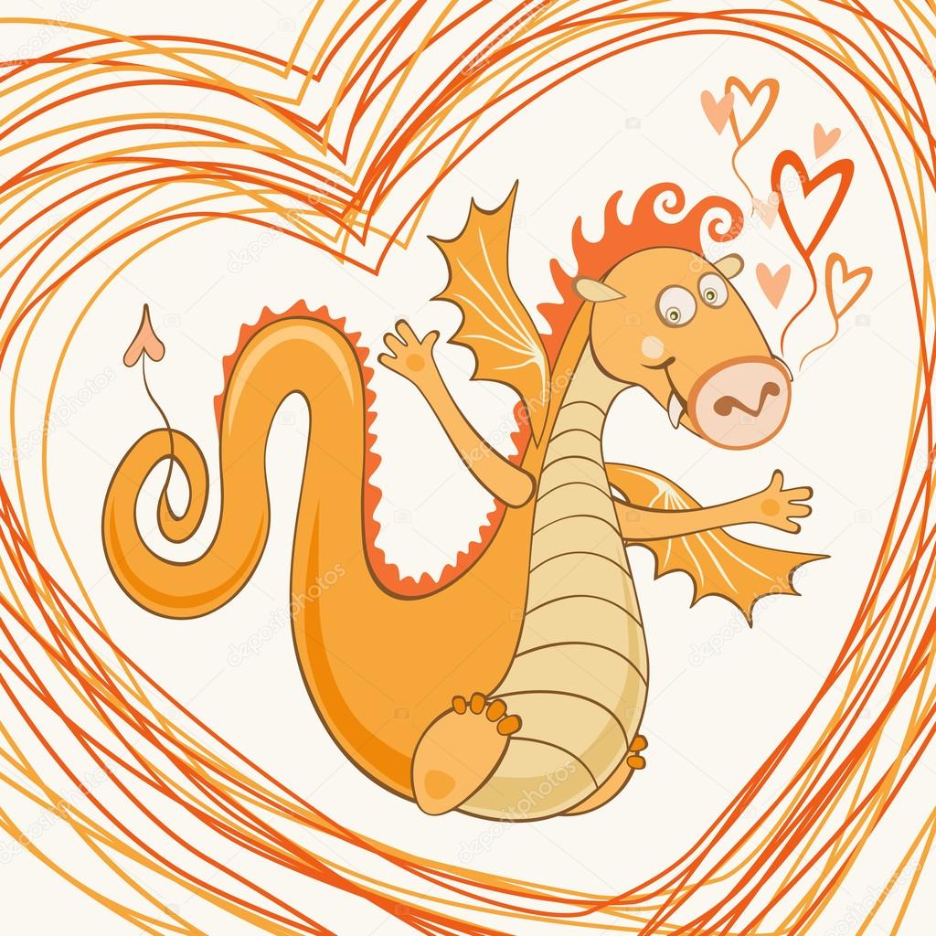 Cartoon cheerful enamored dragon Stock Vector by ©anfisa_focusova 59540523