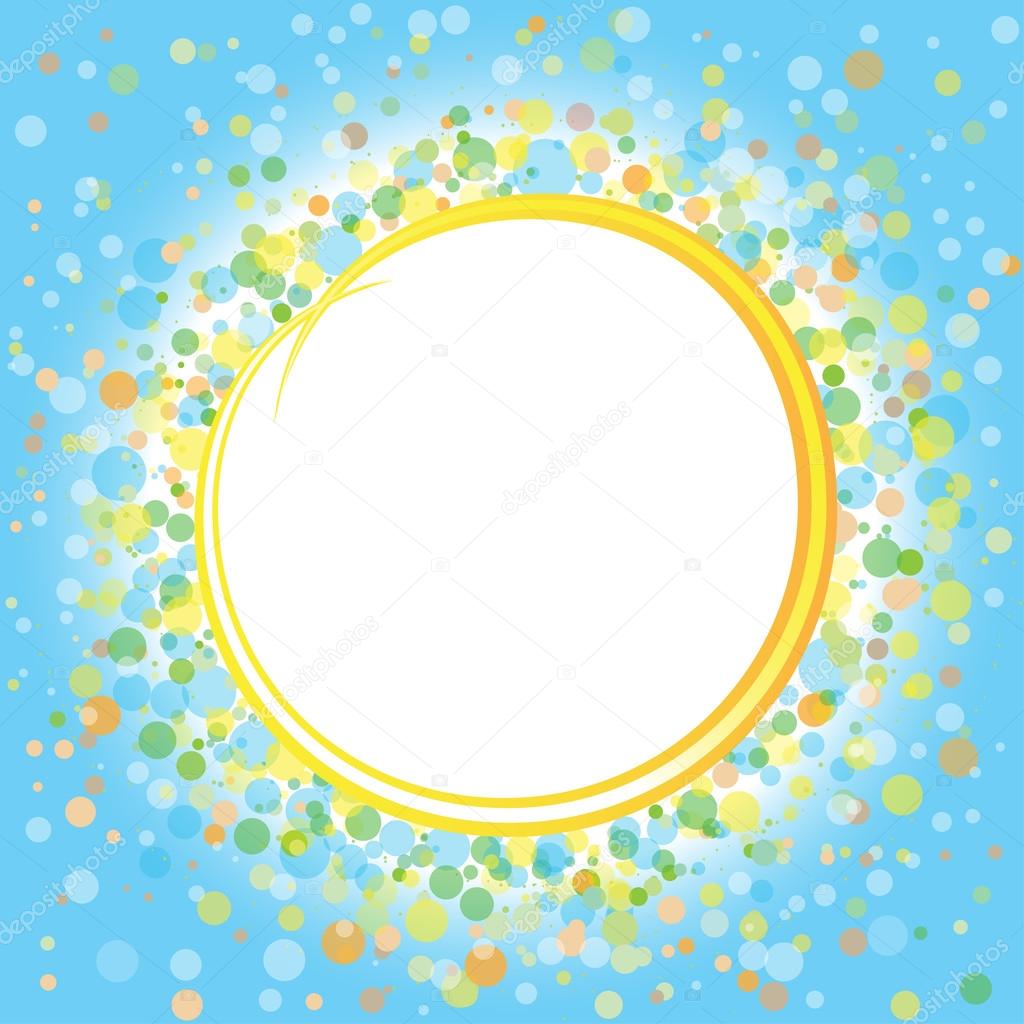 Round frame and bright colorful spots on blue background. ⬇ Vector ...