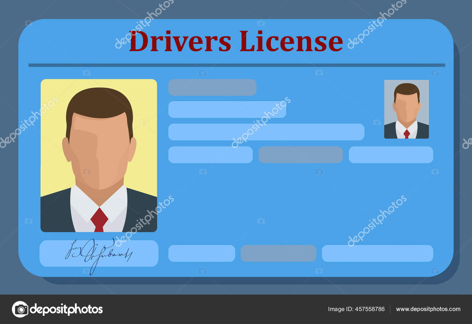 Illustration Drivers License Face Signature Card Template Stock ...