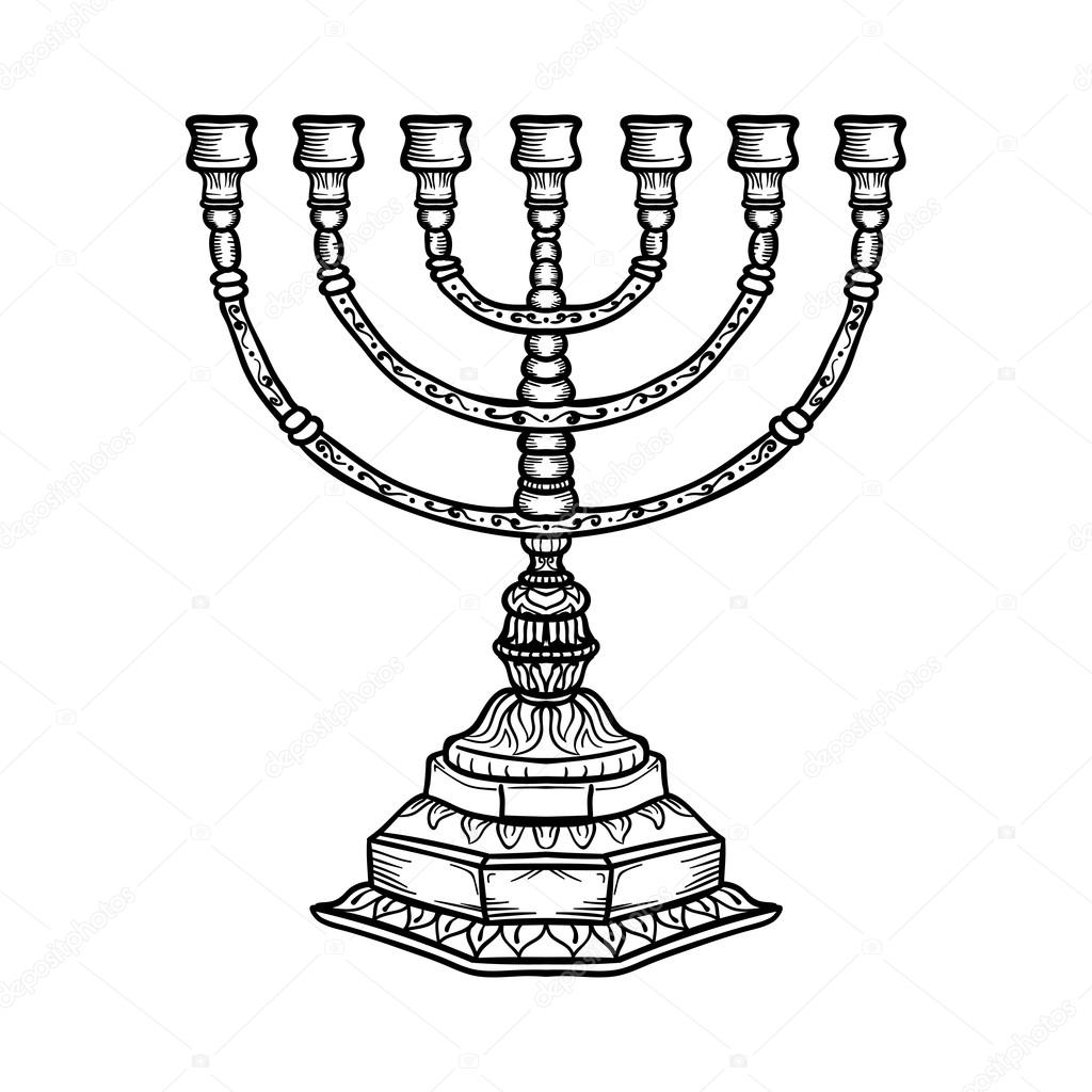 Jewish religious symbol menorah isolated on white background Stock ...