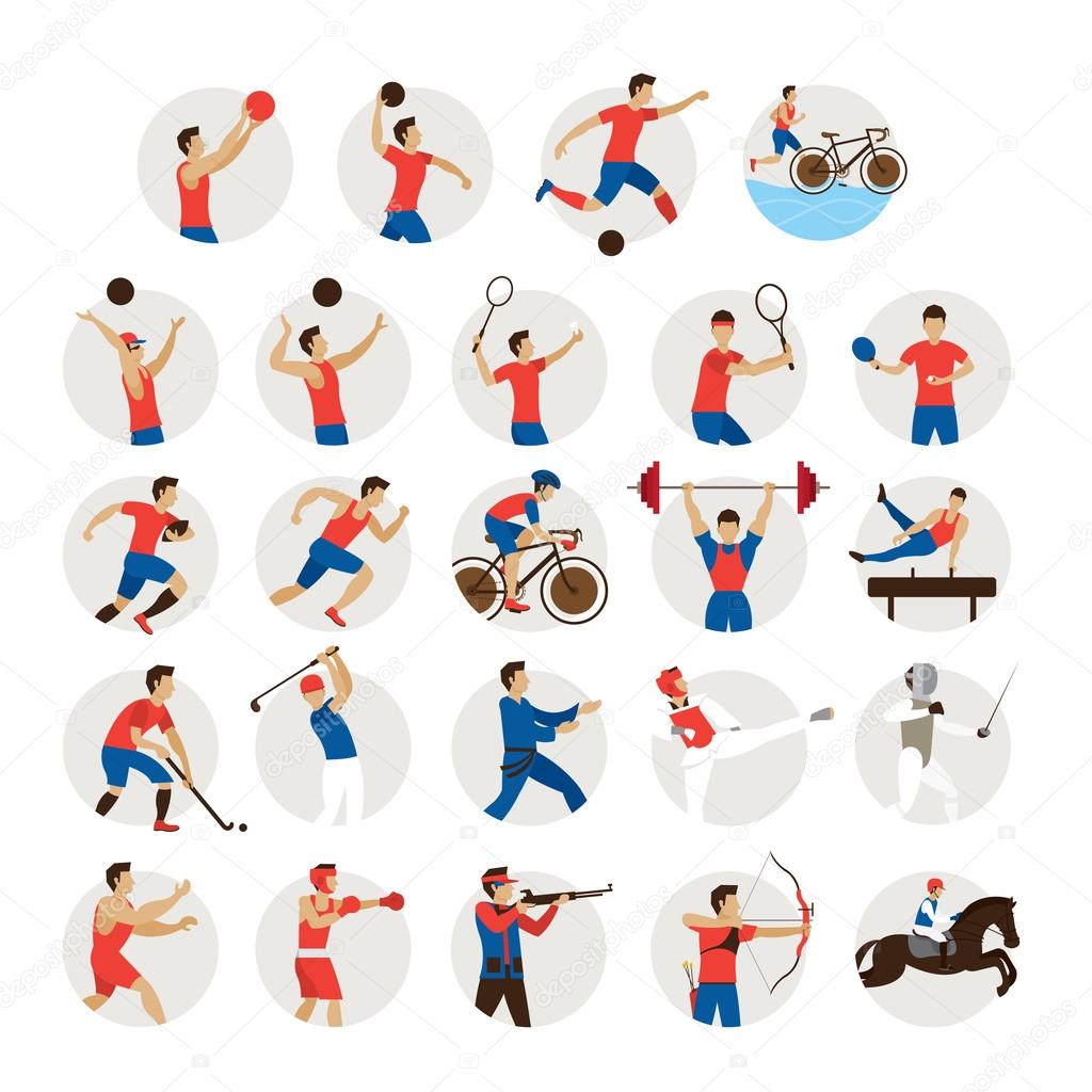 Sports Athletes, Men Icons Set Stock Vector Image by ©muchmania #109909018