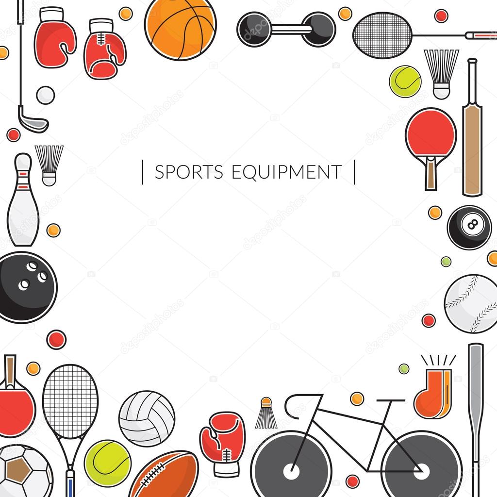 Sports Equipment, Line Icons Frame — Stock Vector © muchmania #113929584