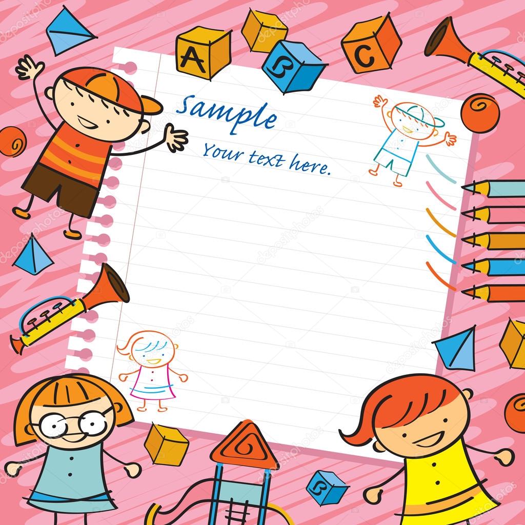 Kids with Paper Background and Toys Fram Stock Vector Image by ...