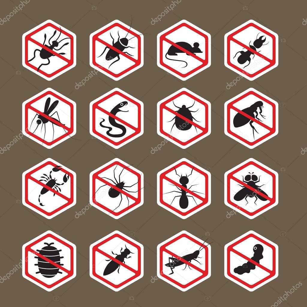 Pests, Insects, Bugs, Prohibition and Repellent Signs Stock Vector by ...