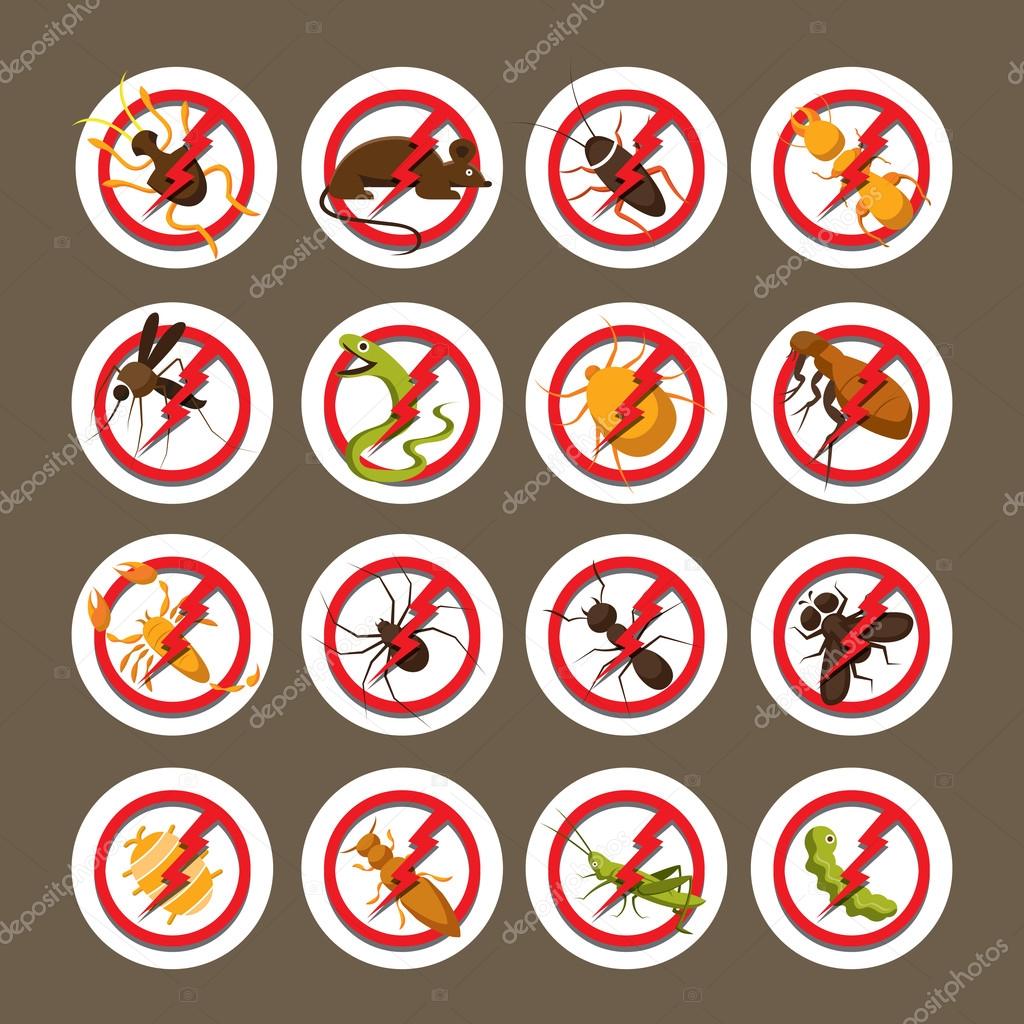 Pests, Insects, Bugs, Prohibition and Repellent Signs Stock Vector by ...
