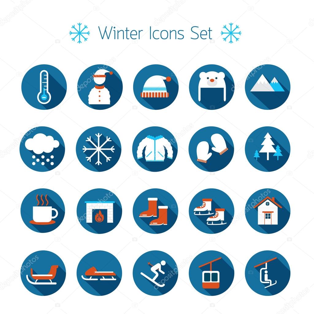 Winter Flat Icons Set Stock Vector Image by ©muchmania #88570676