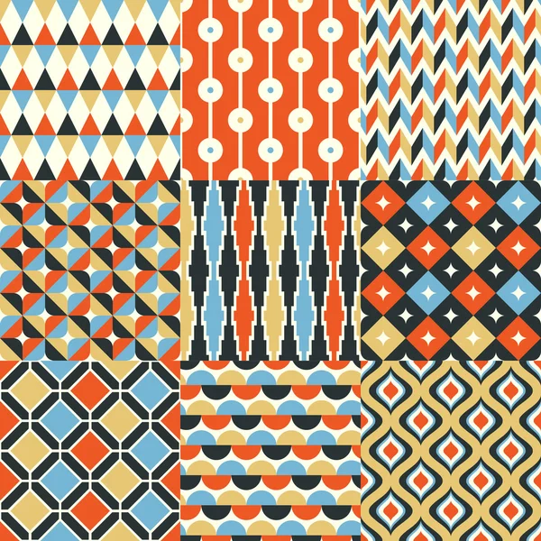 Retro geometric pattern set — Stock Vector © kidstudio852 #70350925