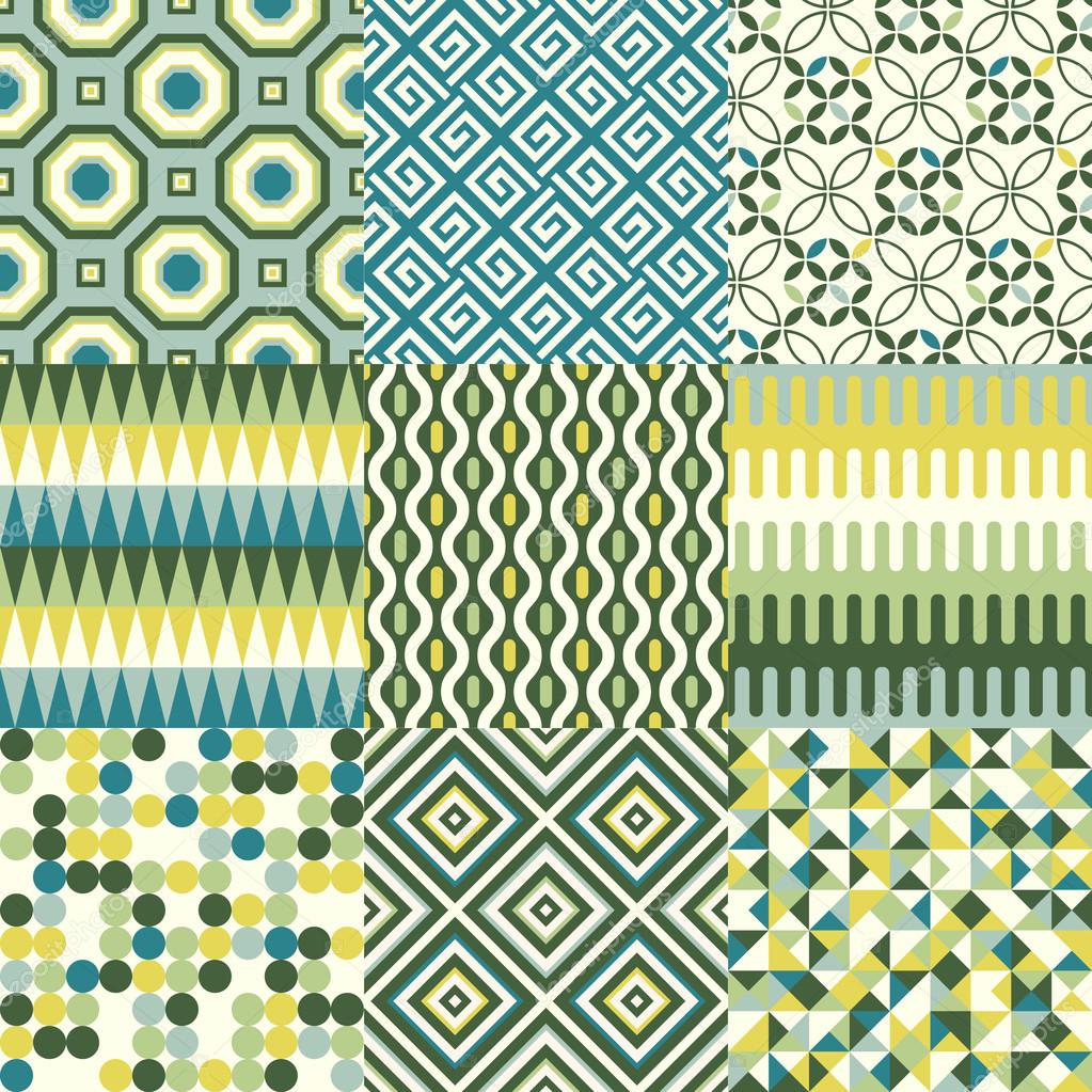 Set of seamless retro geometric pattern Stock Vector Image by ...