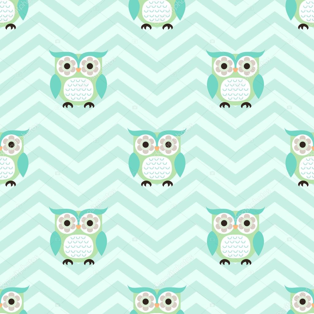 Wallpaper Cartoon Owl Pattern