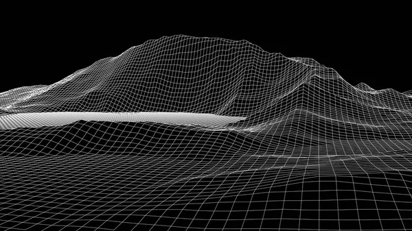 Technology Wireframe Landscape Futuristic Polygonal Terrain Background ...