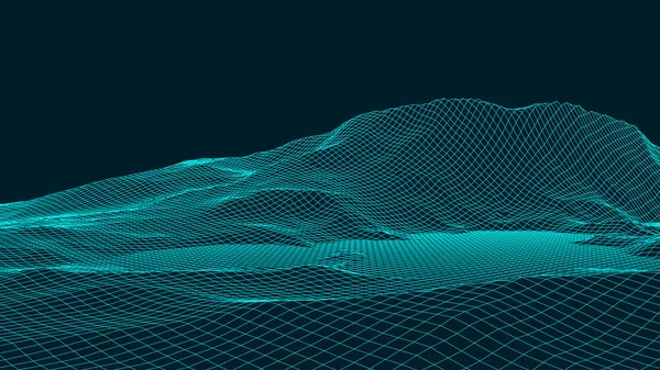 Technology Wireframe Landscape Futuristic Polygonal Terrain Background ...