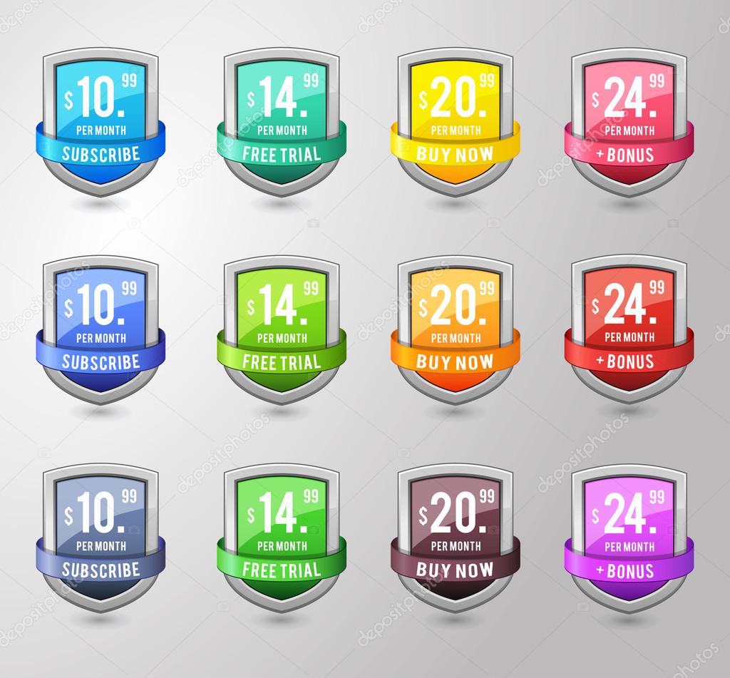 Shield Price tag collection — Stock Vector © imazyreams #70757519