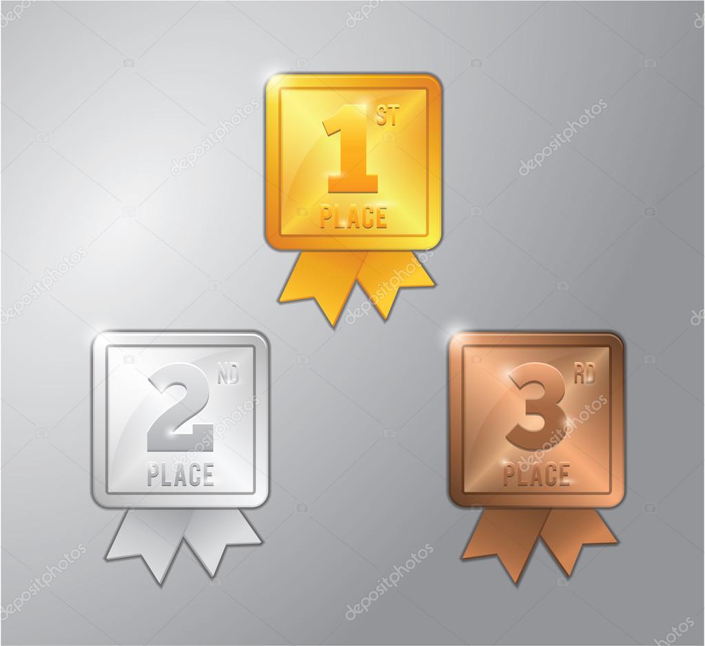 Gold, silver and bronze medal for 1,2 and 3 Place winner Stock Vector ...
