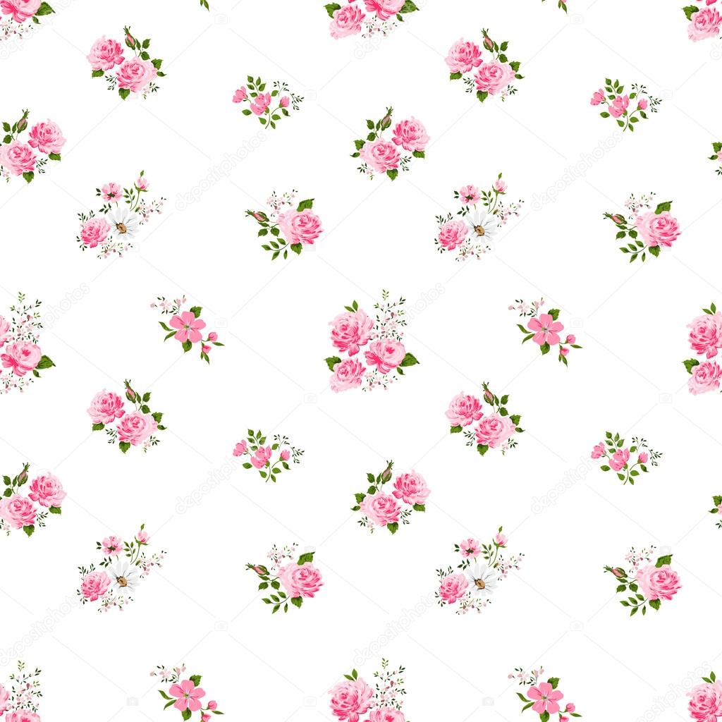 Seamless cute vintage rose flower pattern | Seamless cute vintage rose ...