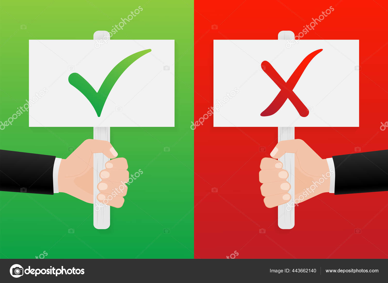 Cartel de mano sí y no. Ilustración de stock vectorial. Vector de stock ...